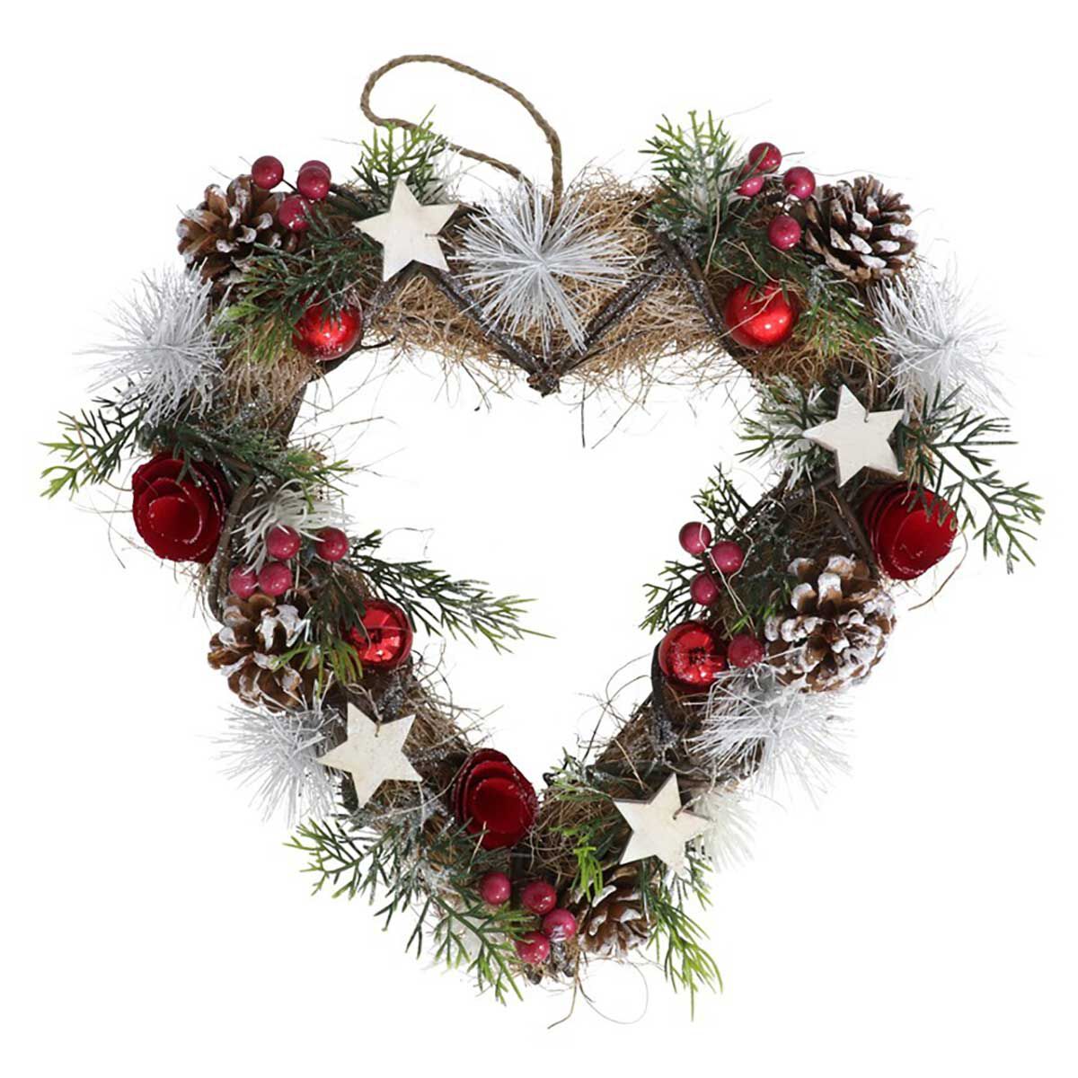 Corona Rudolf Forma De Corazón Con Piñas Y Bolas | | hôma